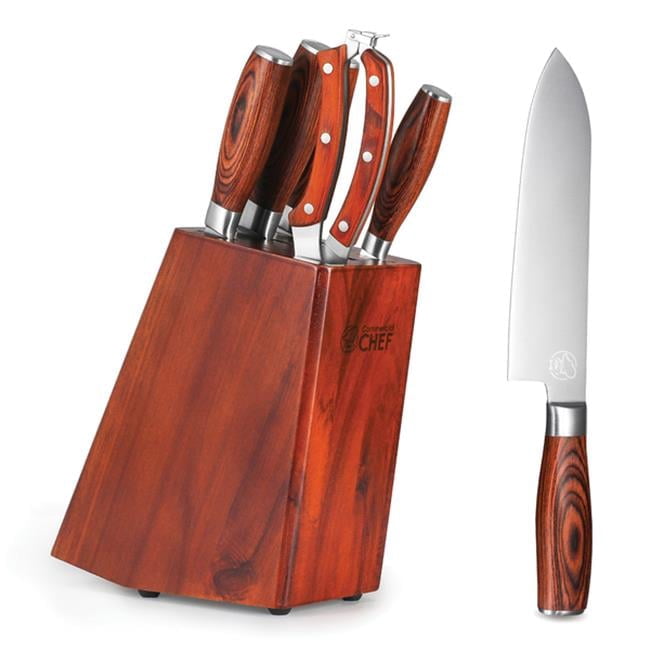 6 Piece Knife Set with Block - Walmart.com