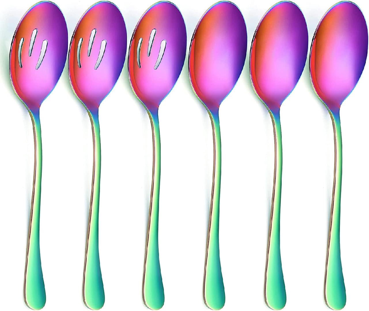 6-Piece Large Rainbow Serving Spoons, Rainbow Slotted Serving Spoons, 9 ...