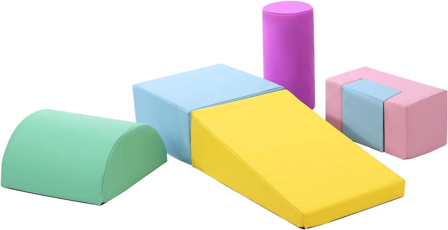 6-Piece Lightweight Foam Climbing Blocks for Toddlers, Waterproof ...
