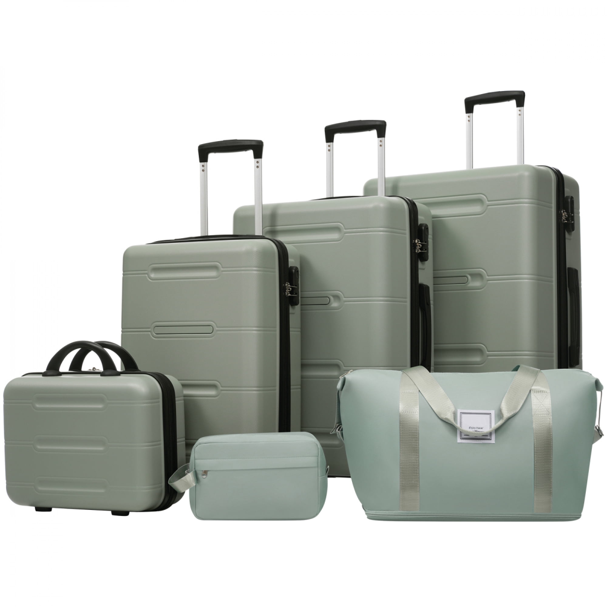 6-Piece Lightweight Hardshell Luggage Set - 20/24/28" Suitcases with ...