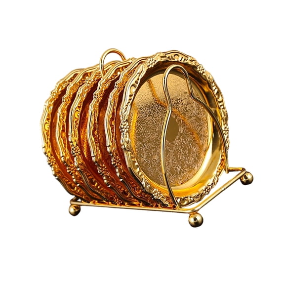 6 Piece Luxurious Alloy Cake Plates Serving Tray With Holder Stand For ...