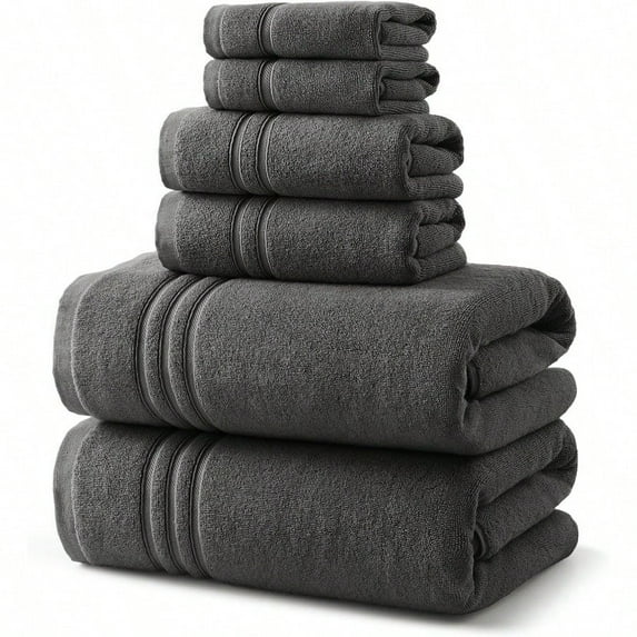 6 Piece Luxury Bath Towel Set - 100 Cotton Towels for Bathroom 600 GSM ...