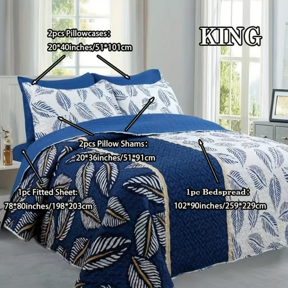 6-Piece Luxury Bedspread Set: Bedspread + Sheet + 4 Cases | Durable ...