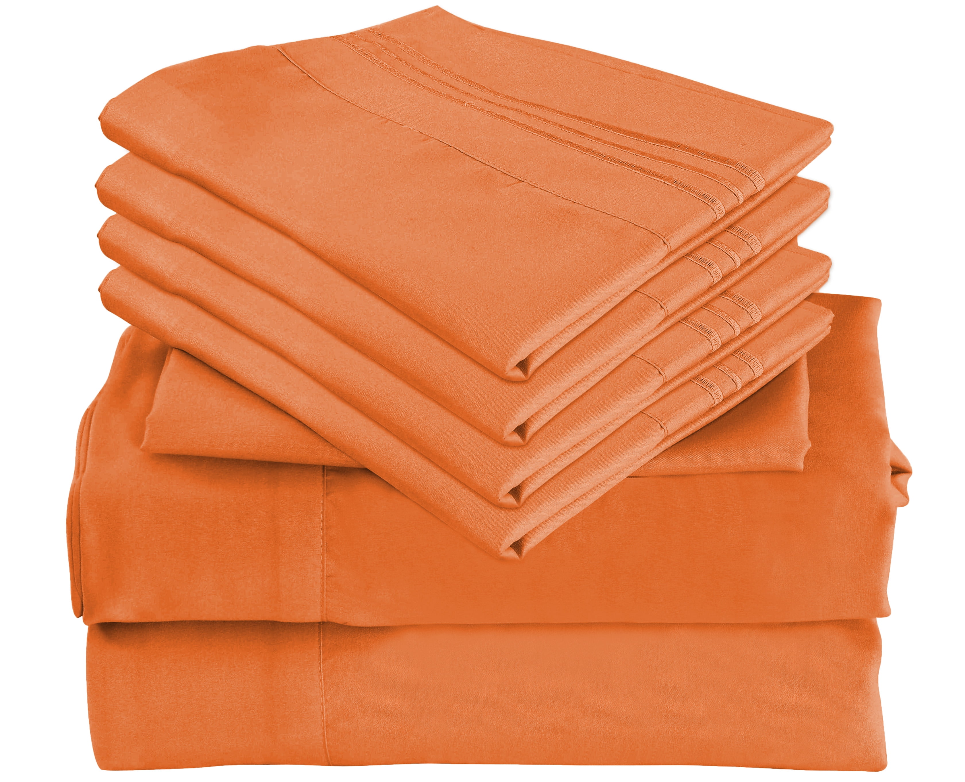 6 Piece Luxury Rayon Made From Bamboo Sheets Set- Queen Orange Sheets ...