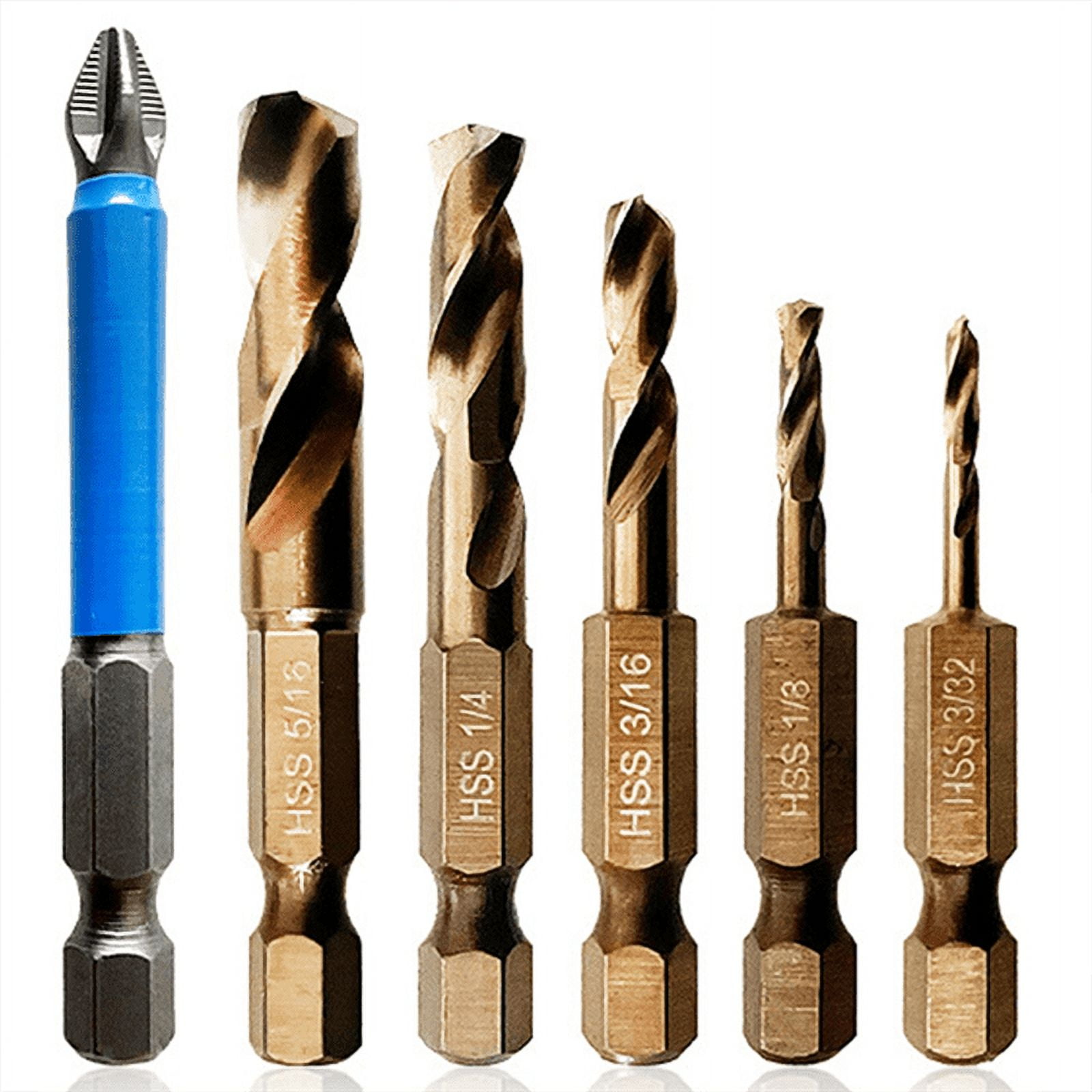 6-Piece M35 Cobalt Stubby Drill Bit Set for Stainless Steel & Hard ...