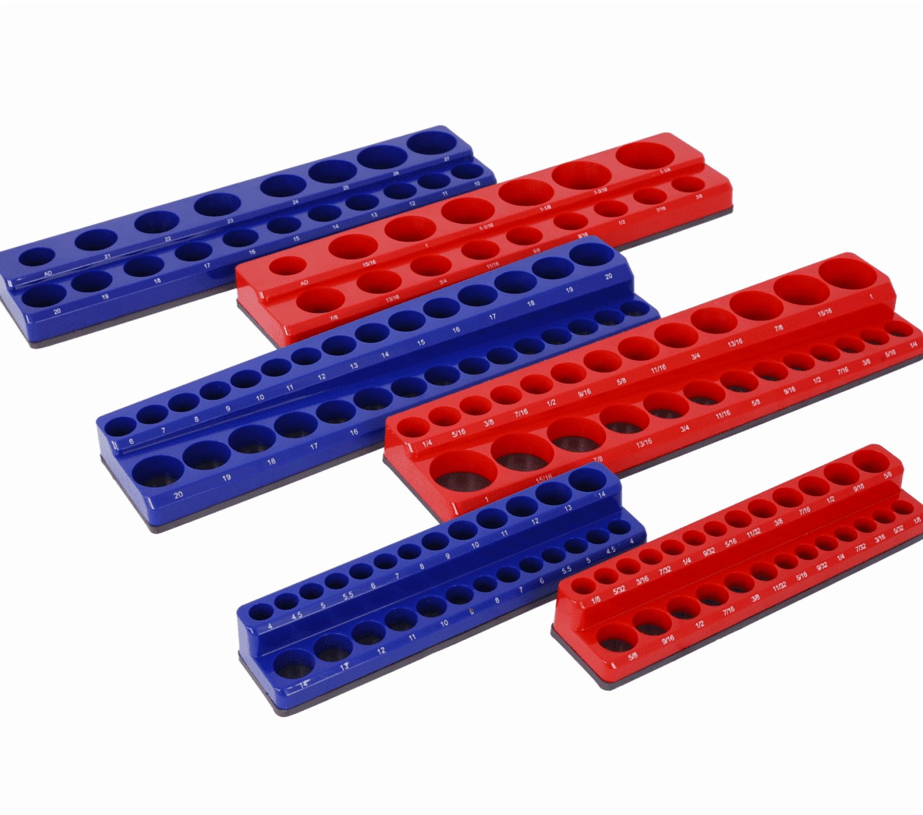 6-Piece Magnetic Socket Organizer Holds 141 Metric & SAE Sockets, Red ...