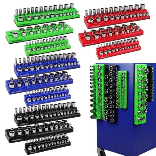 6-Piece Magnetic Socket Organizer Set - Holds 143 Sockets (1/4", 3/8 ...