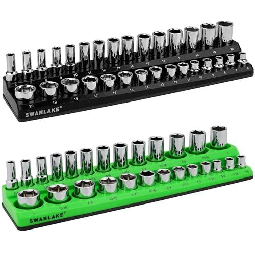 6-Piece Magnetic Socket Organizer Set - Holds 143 Sockets (1/4", 3/8 ...