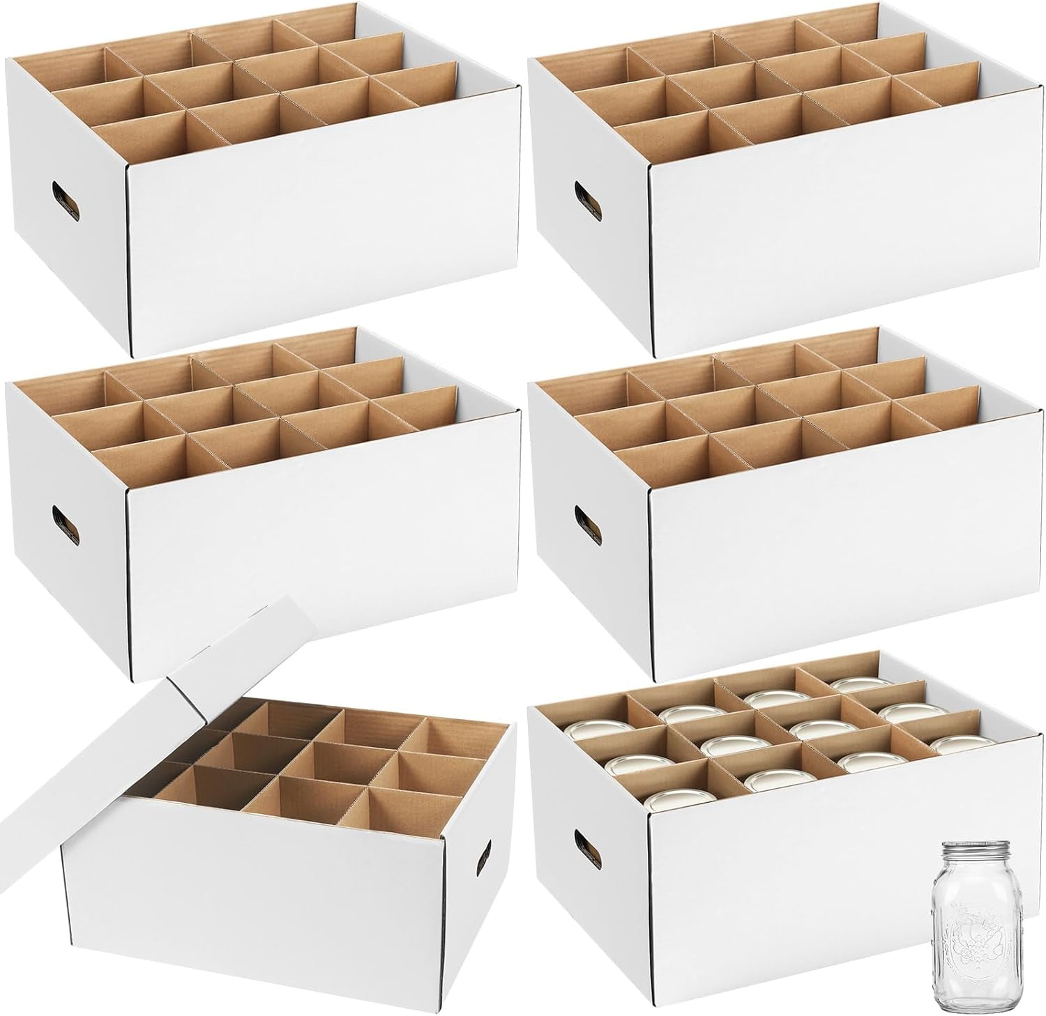 6 Pieces Mason Jar Storage Boxes 32 oz Canning Boxes with Handles and ...