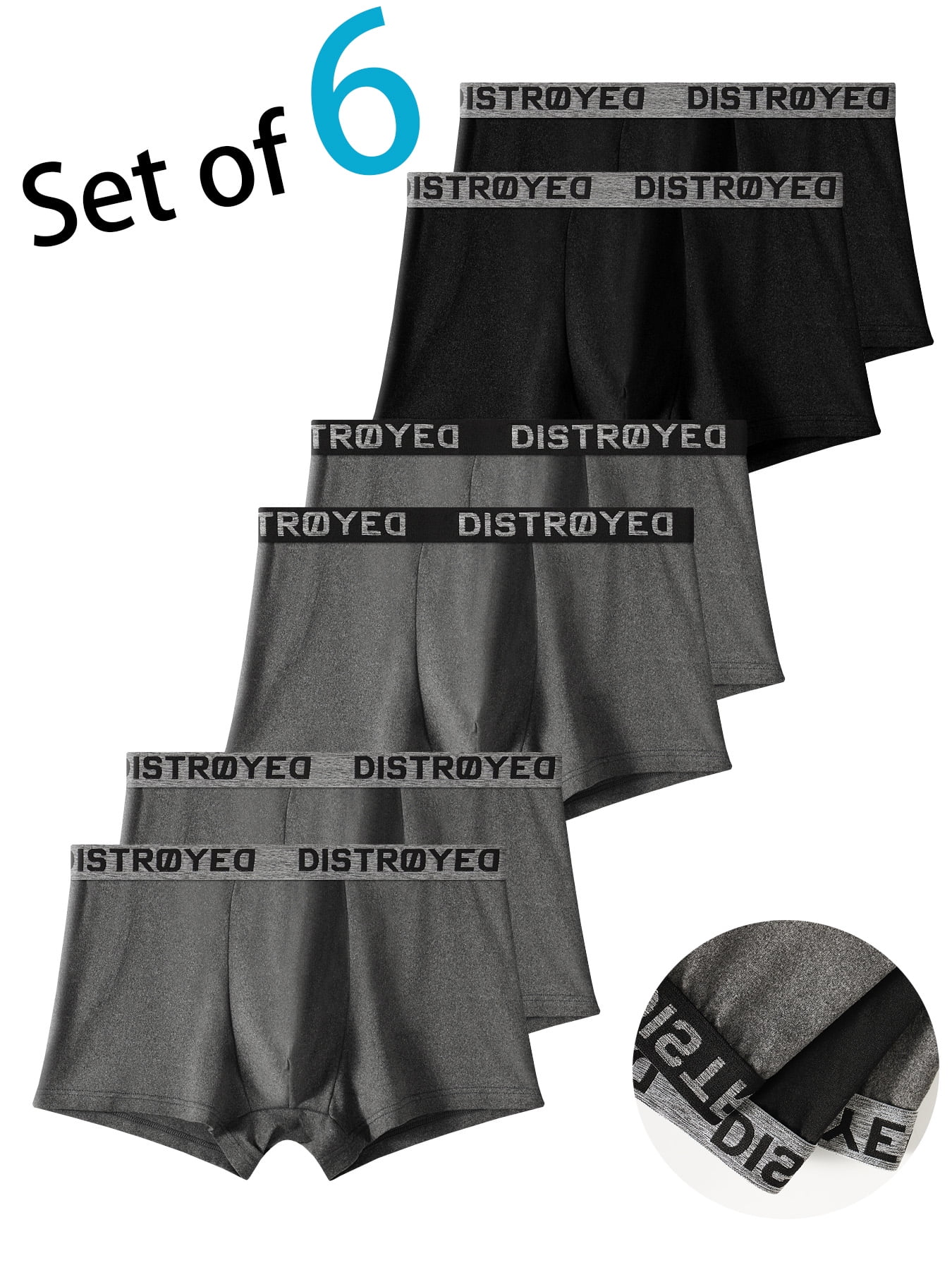 6-Piece Men's Sports Boxers | Elastic Letter Waistband Comfortable ...