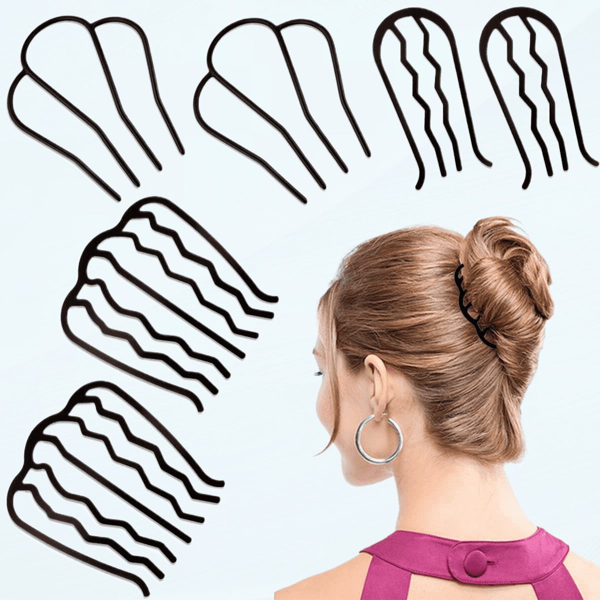 6 Piece Metal Hair Side Combs 4/7 Teeth Hair Comb Hair Fork Stick for ...
