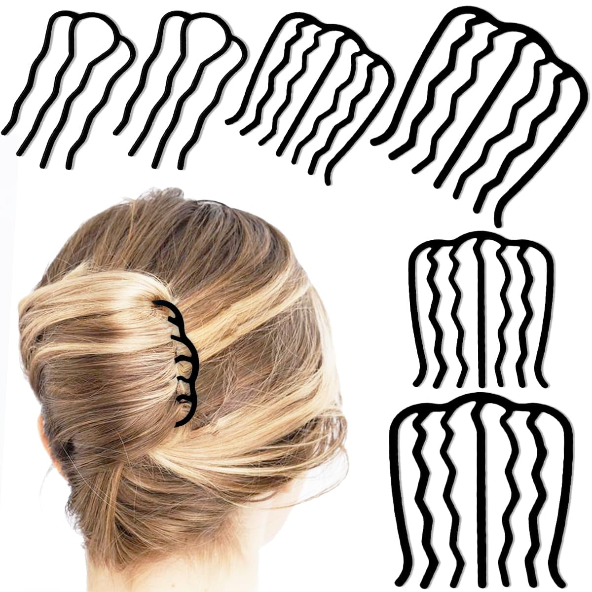 6 Piece Metal Hair Side Combs Hair Fork Clip Teeth Hair Pin Stick for ...