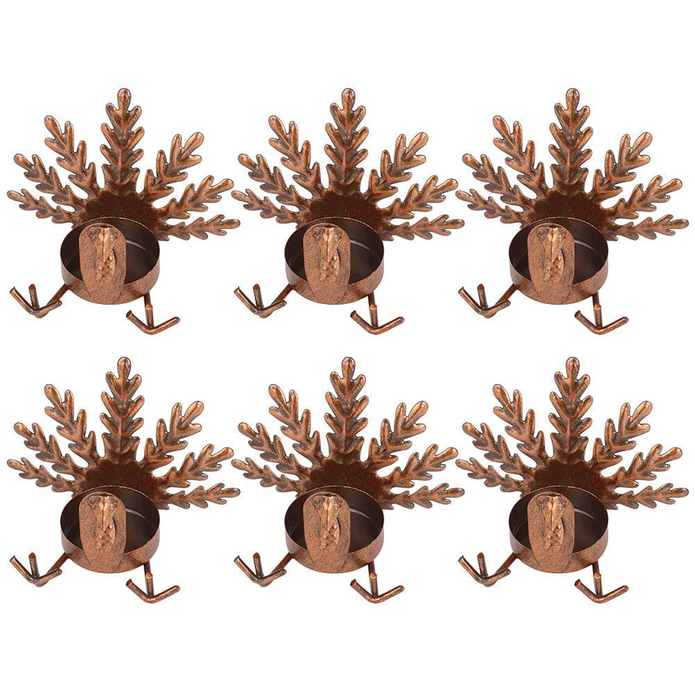 6-Piece Metal Turkey Candle Holder, Thanksgiving Home Dining Table ...