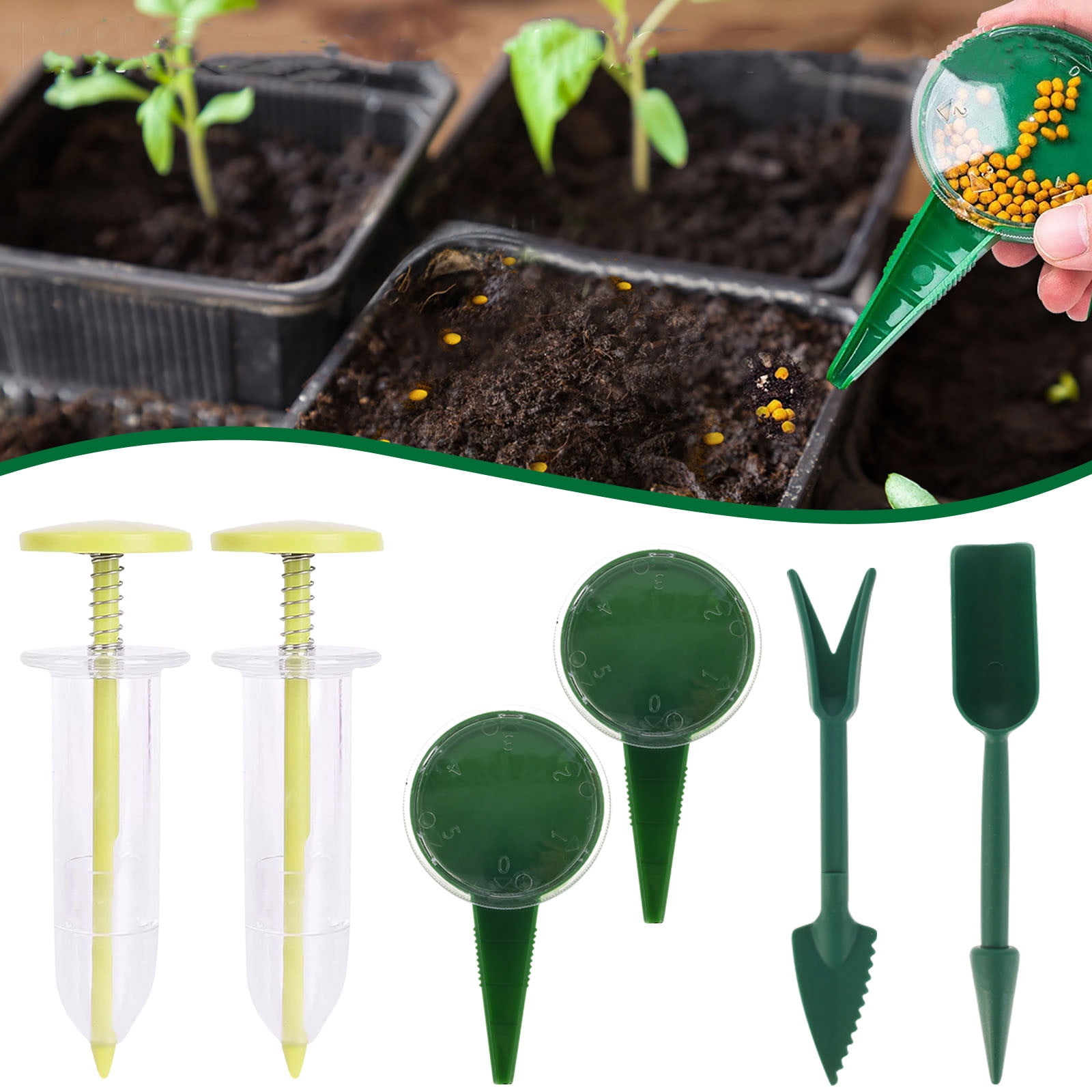 6-Piece Mini Seeders, Manual Adjustable Garden Tools for Potted Plants ...