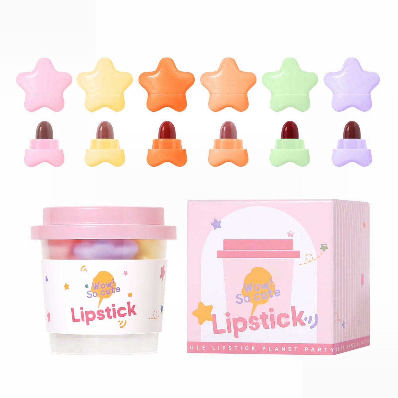 6 Piece Mini Star Lipstick Set Velvet Lipstick Set Nonstick Cup Easy To ...