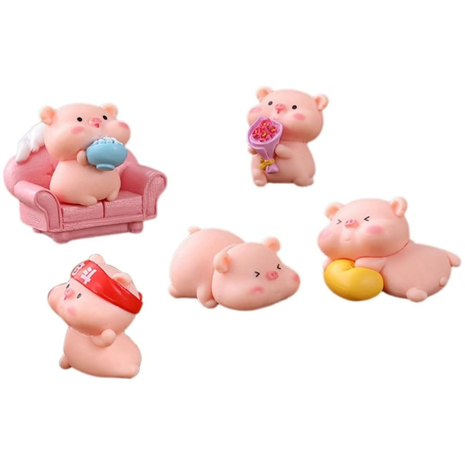 6 Piece Miniature Pig Family Figure Set Cute Farm Animal Decor Diy ...