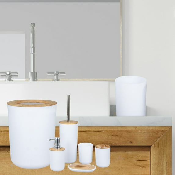 6-Piece Modern Bathroom Accessory Set | Soap Dispenser, Toothbrush ...