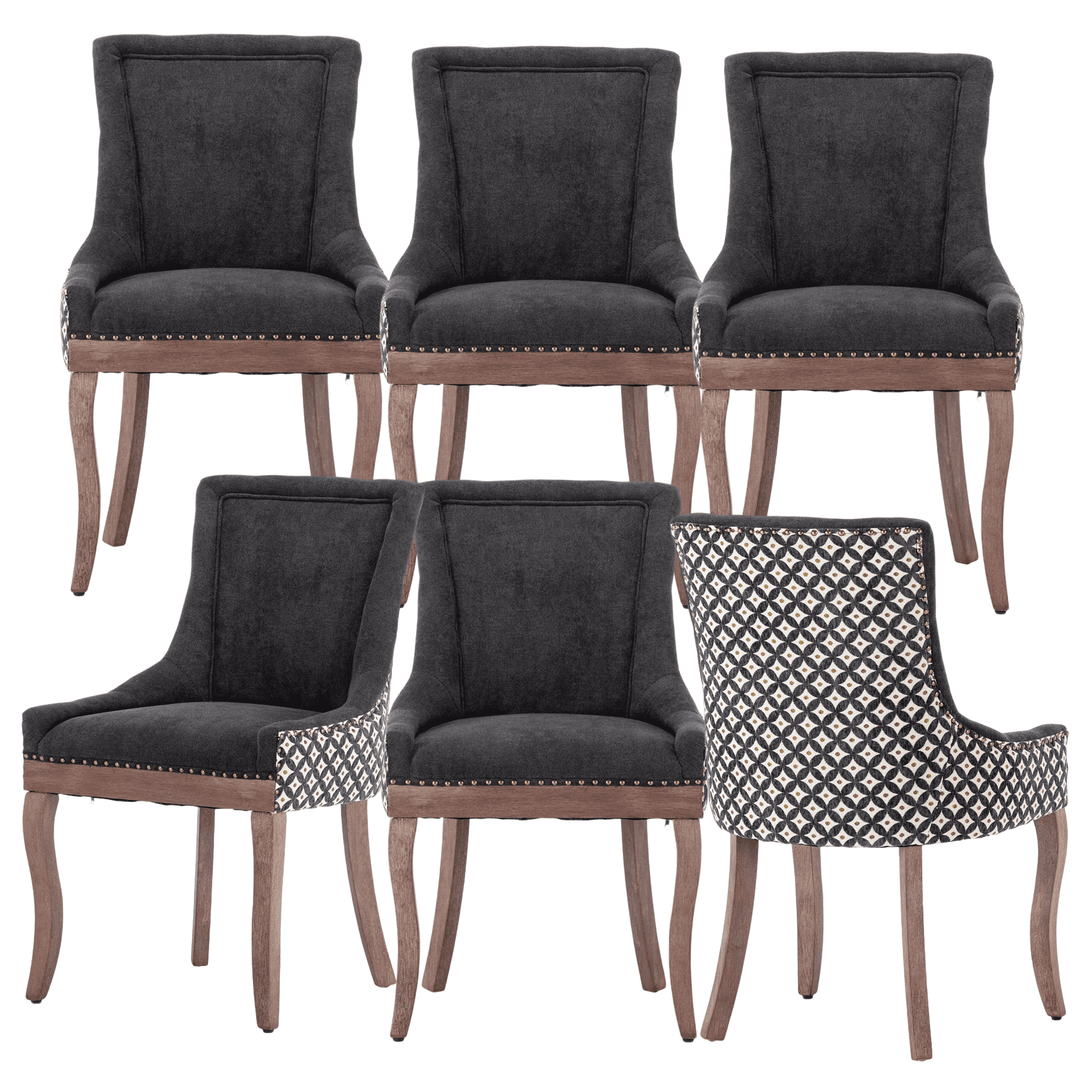 6-Piece Modern Dining Side Chairs, High-Back Upholstered Fabric Design ...