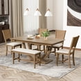 6 Piece Modern Dining Table Set for 6, Solid Wood Kitchen Table Set ...