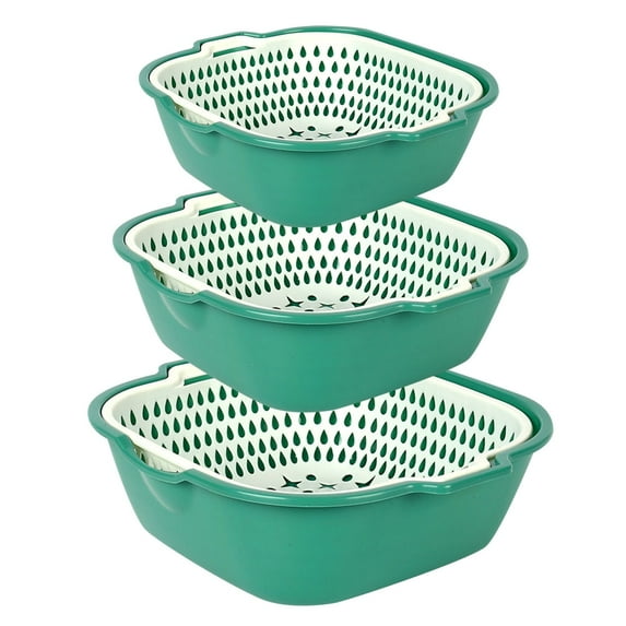 6-Piece Multifunctional Kitchen Washing Bowl Set Double Layered Drain ...