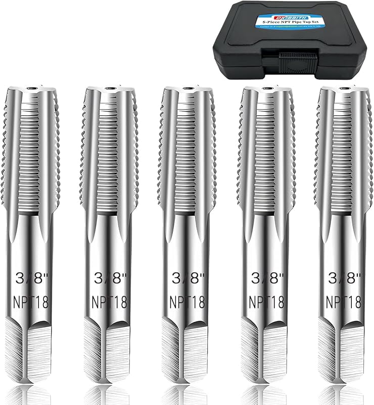 6-Piece NPT Pipe Tap Set, 1", 3/4", 1/2", 3/8", 1/4", 1/8" NPT Tap Set ...