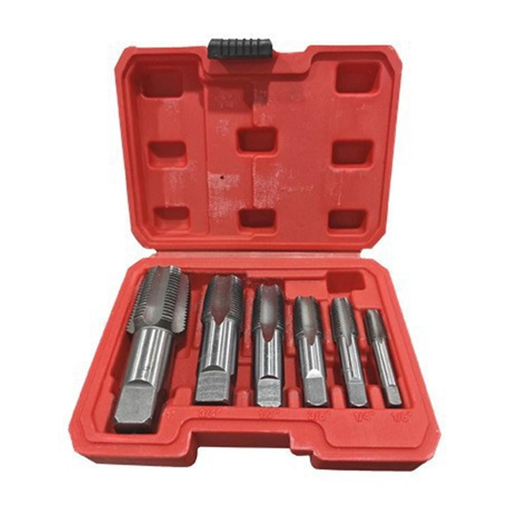 6-Piece NPT Pipe Tap Set,Plumbing Tap Pipe Tap,High-Speed Steel Drill Bits for Cleaning or Re ...
