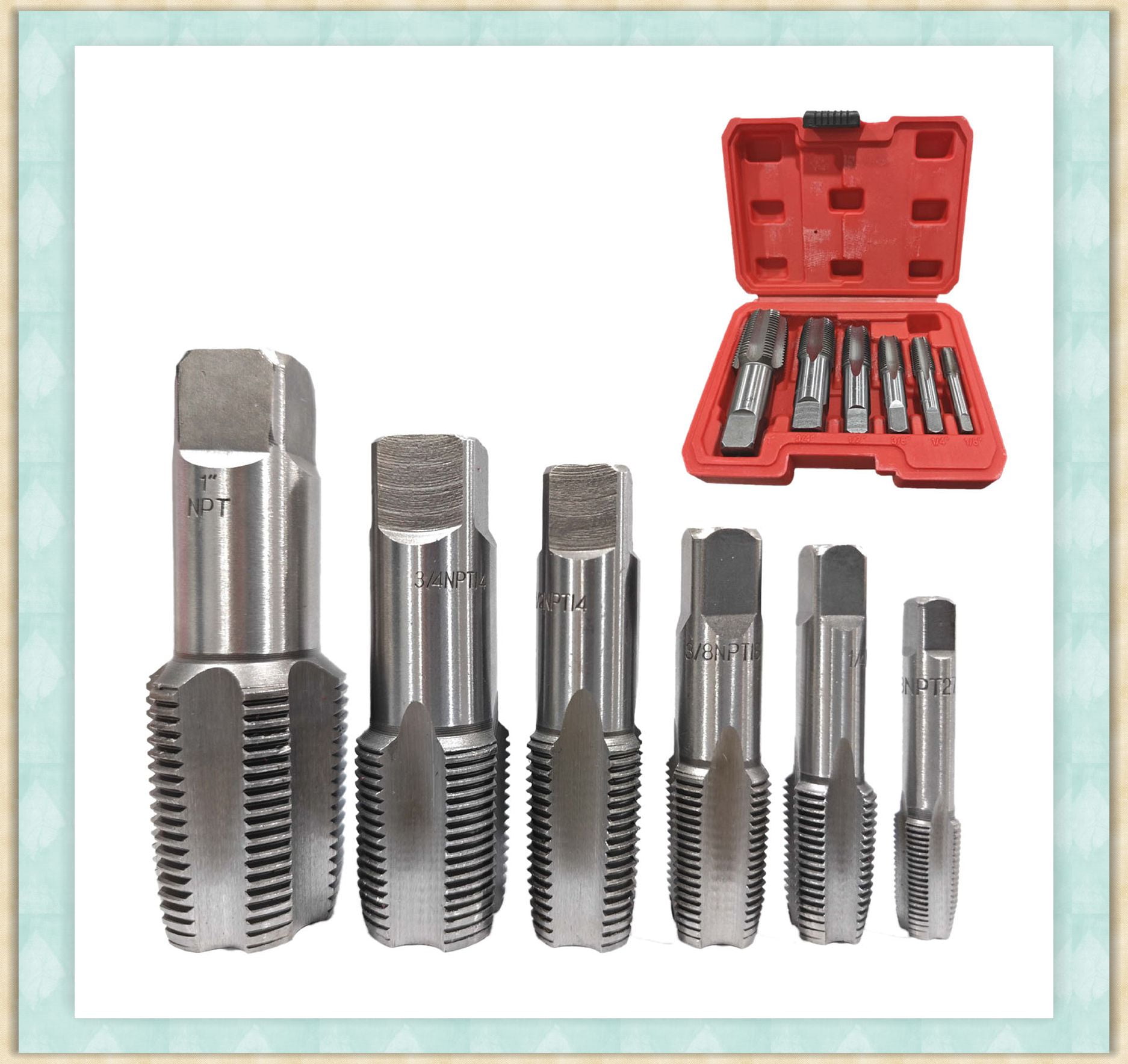 6-Piece NPT Pipe Tap Set, Precision Carbon Steel NPT Tap Set for Clean ...