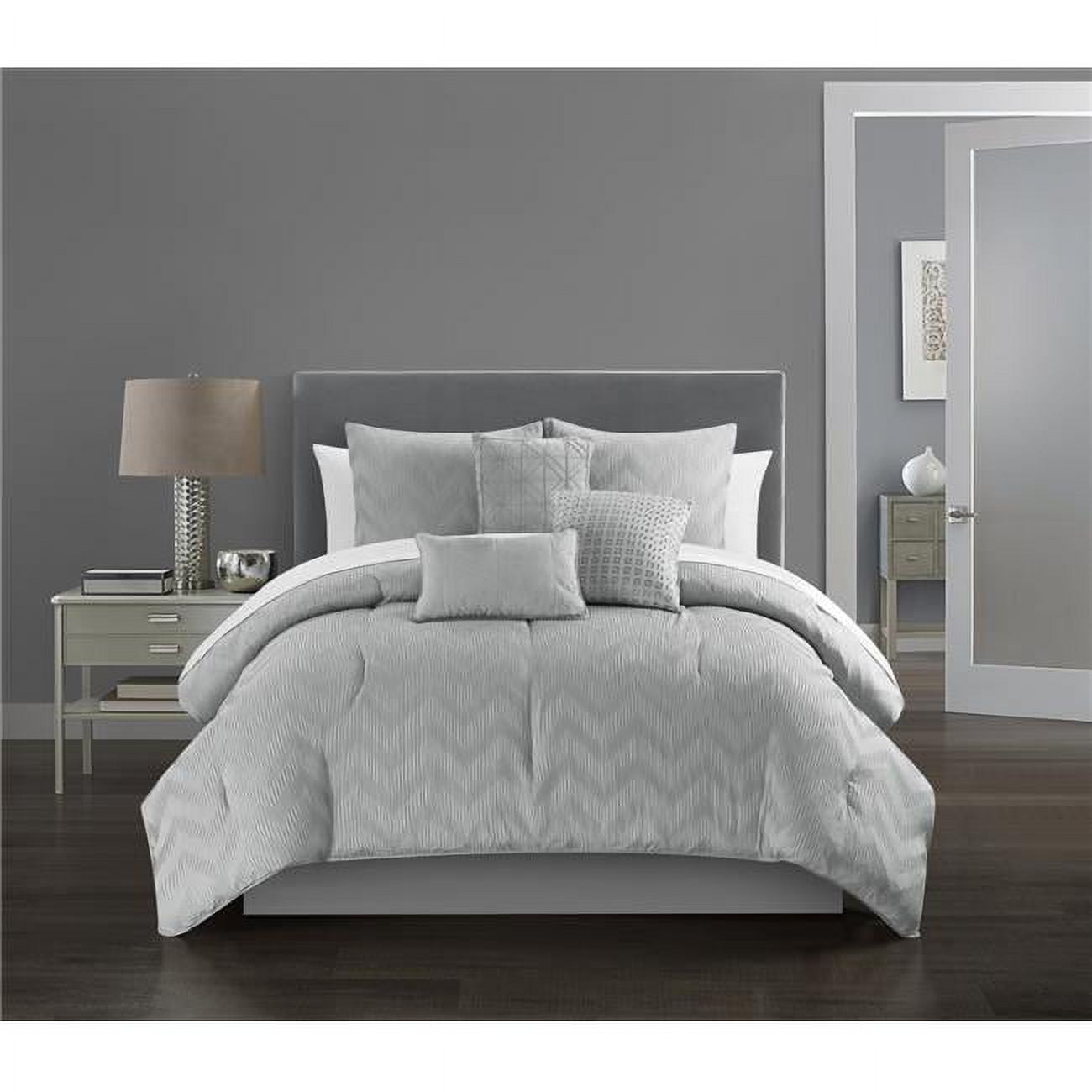 6 Piece Natalia Comforter Set, Gray - King Size - Walmart.com