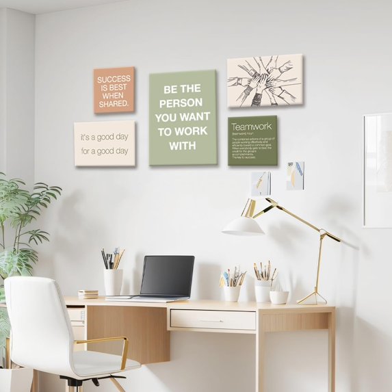 6 Piece Office Wall Art Set Canvas Motivational Teamwork Framed Prints ...