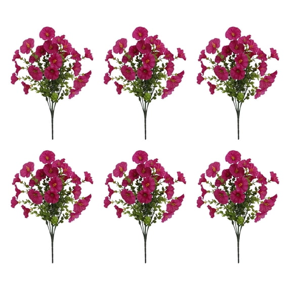 6-Piece Outdoor Artificial Flowers, Realistic Silk Morning Glory Faux ...