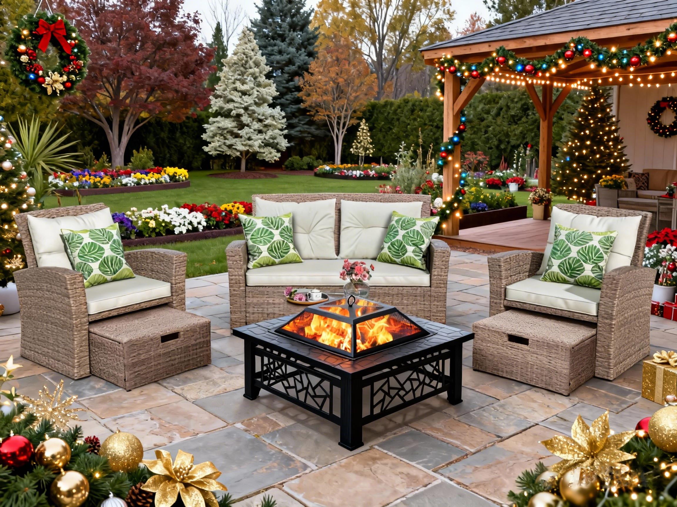 6-Piece Outdoor Patio Furniture Set,Multi-Functional 32-inch Outdoor ...