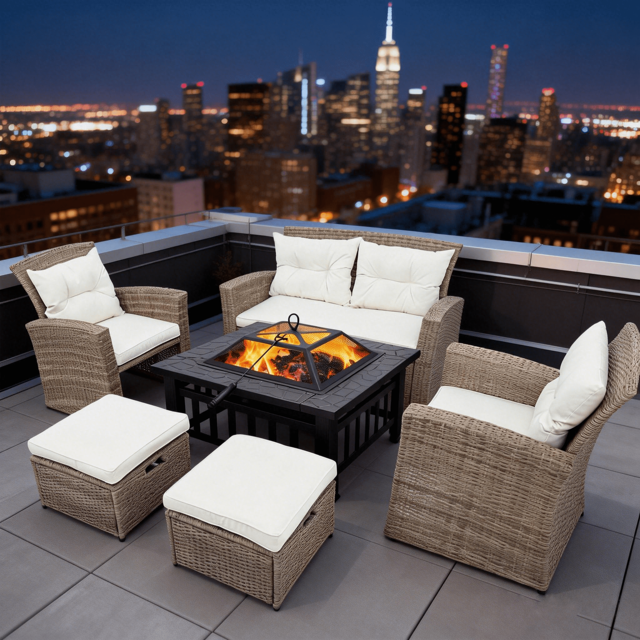 6-Piece Outdoor Patio Furniture Set,Multi-Functional 32-inch Outdoor ...