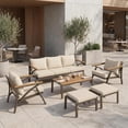 6-Piece Outdoor Patio Furniture Set, Steel Frame Sofa Set with 3-Seat ...