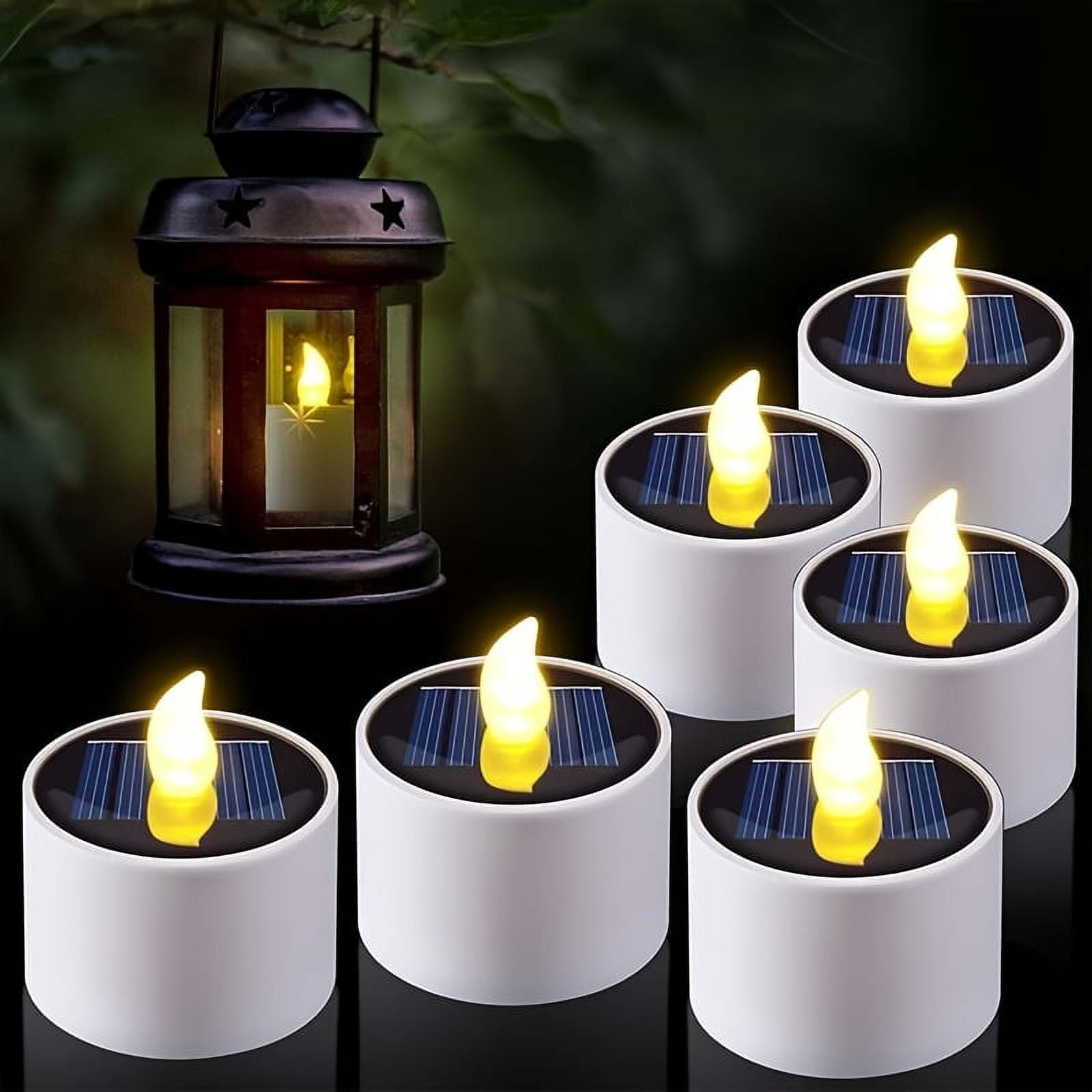 6-Piece Outdoor Solar Candle Waterproof Ip44, Led Flameless Solar Tea ...