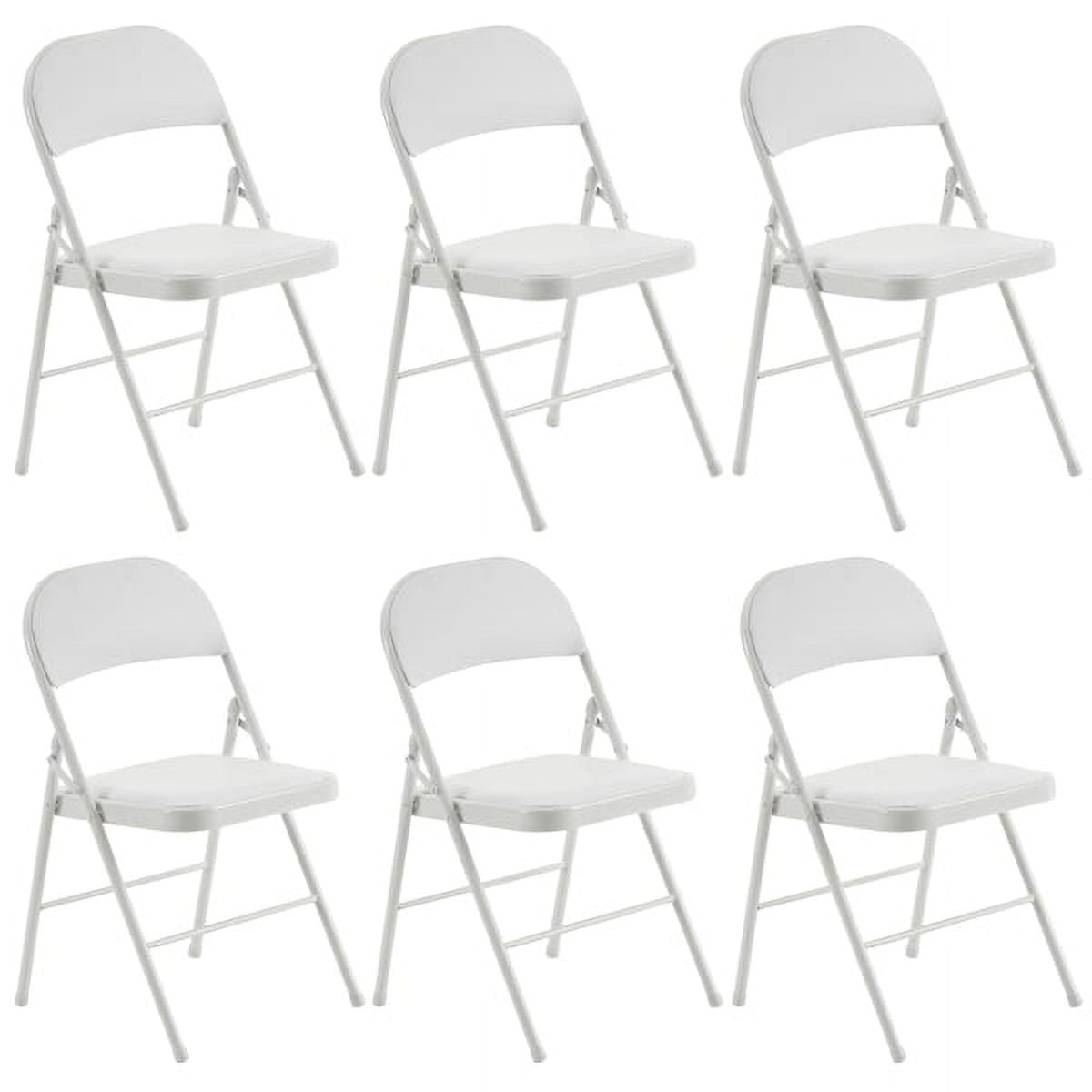 6-Piece PVC Steel Frame White Folding Chair Set: Soft Padded Foldable ...