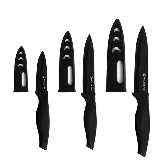 6-Piece Paring Knife Set with Sheaths-Ceramic Blade Sharp Rust Proof ...