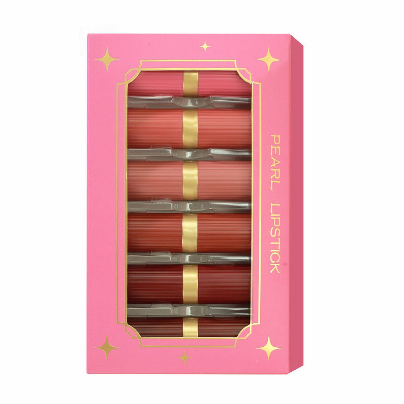 6-Piece Pearlescent Glitter Lipstick Set - Long Lasting, Non-Fading ...