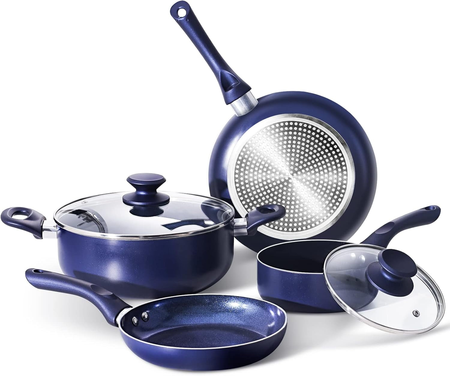 6 Piece Pots and Pans Set, Aluminum Cookware Set with Nonstick Ceramic ...