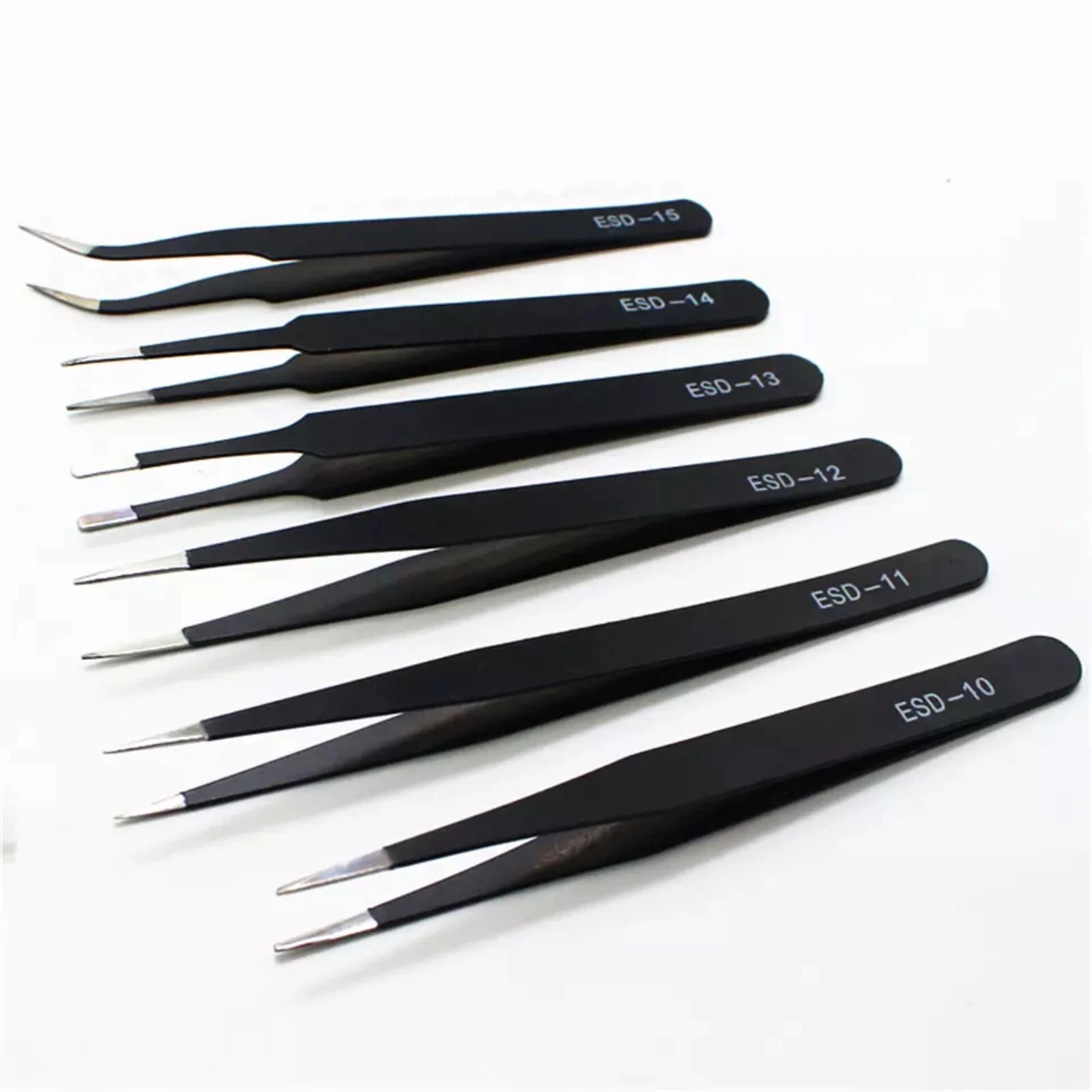 6-Piece Precision Anti-Static Esd Stainless Steel Tweezers Electronics ...