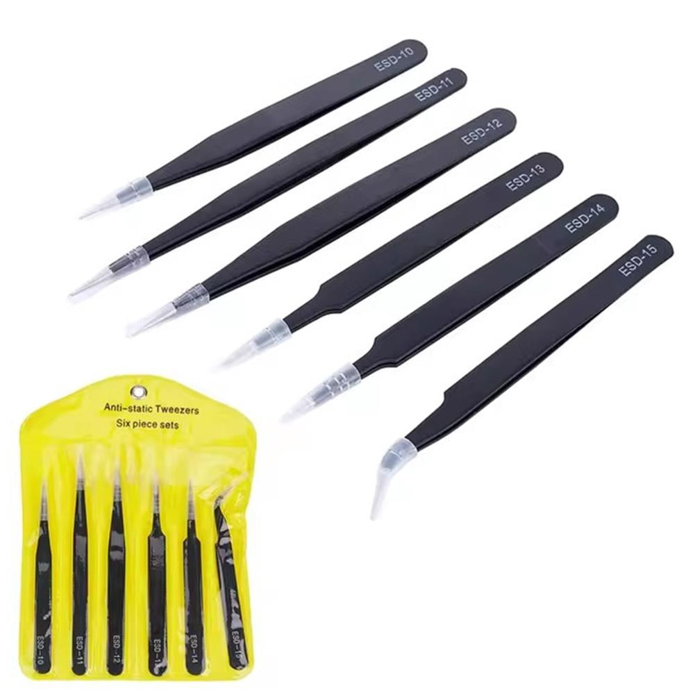 6-Piece Precision Tweezers Set - Anti-Static Stainless Steel for ...