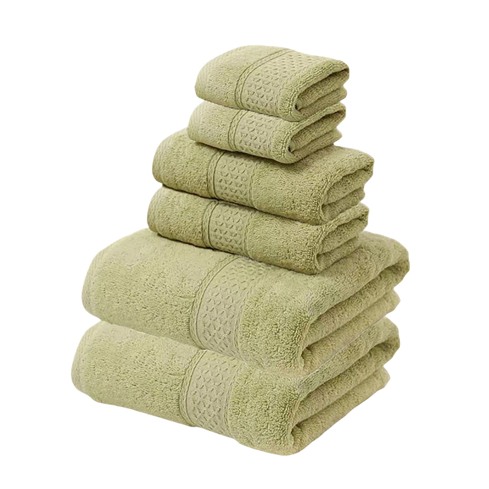 6 Piece Striped Towel Set 2 Bath Towels 2 Hand Towels 2 Washcloths 100% ...