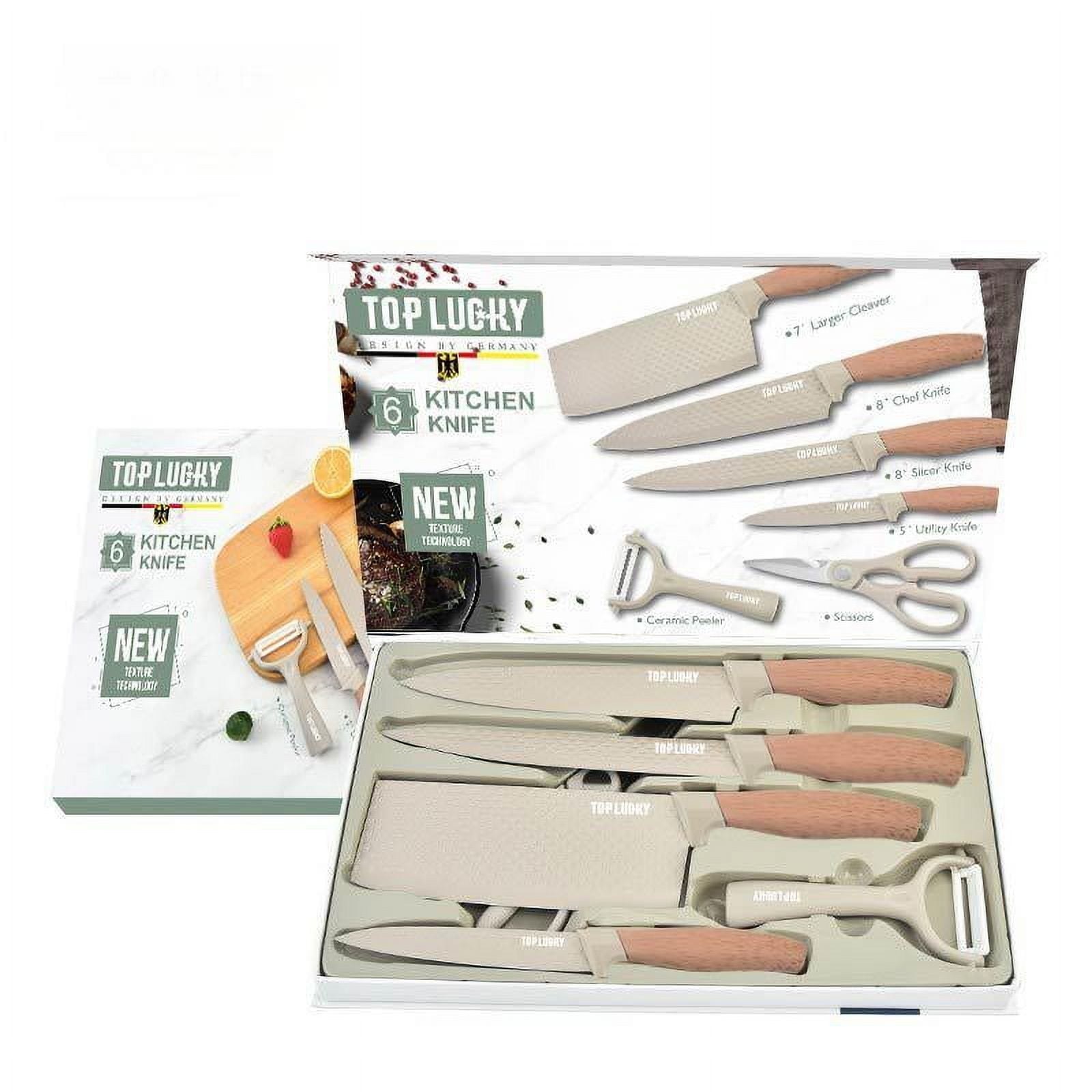 6-Piece Professional Stainless Steel Sharp Kitchen Knives for Cooking ...