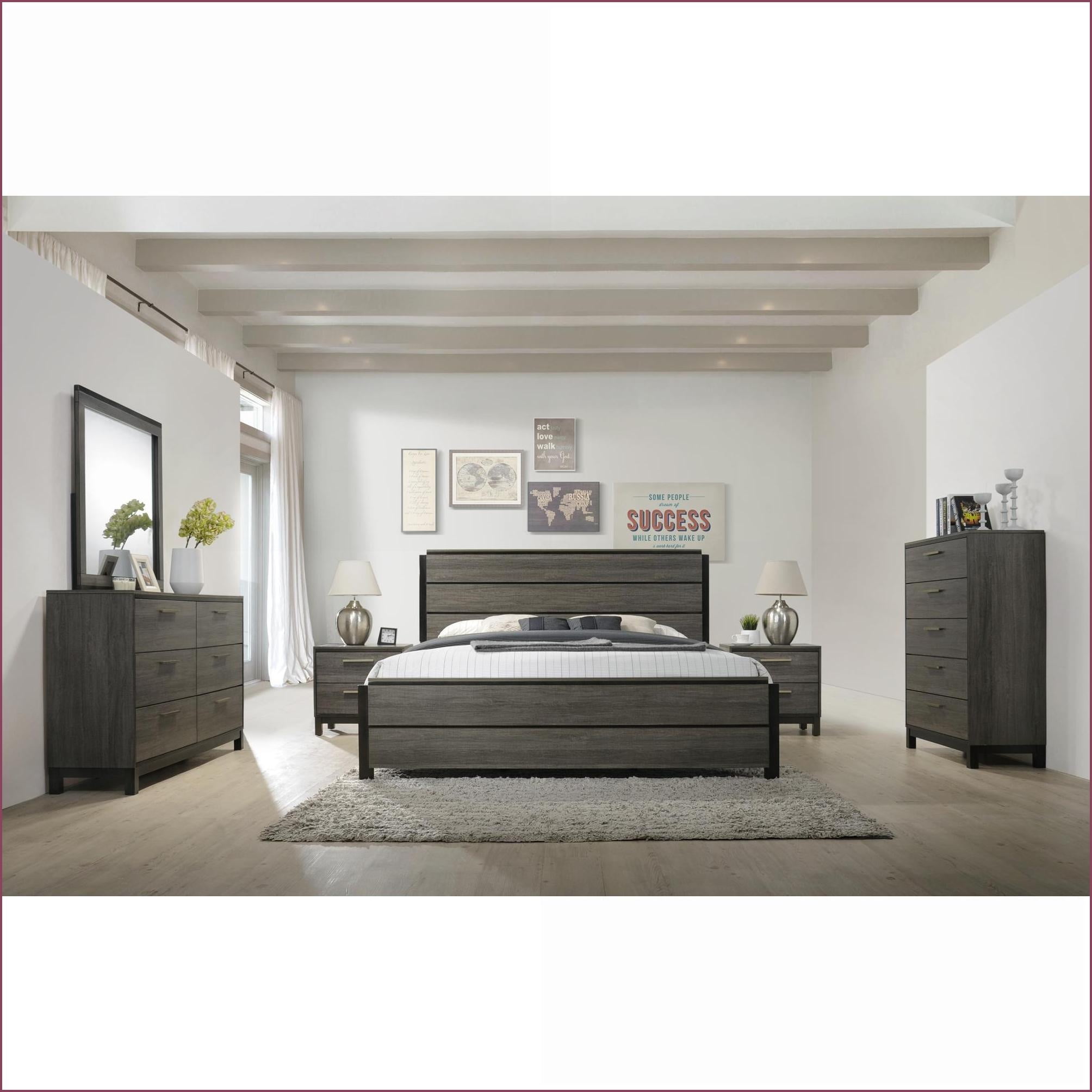 6-Piece Queen Bedroom Set with Dresser, Mirror & Chest, Weathered Gray ...