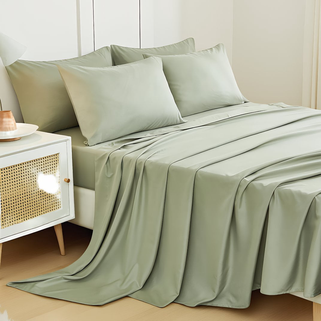 6 Piece Queen Sheet Set, Double Brushed Microfiber, Deep Pocket Fitted ...