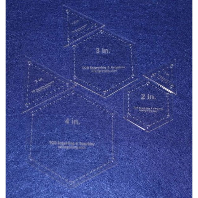 6 Piece Quilt Templates Equilateral Triangles & Hexagon Set 1/8 ...