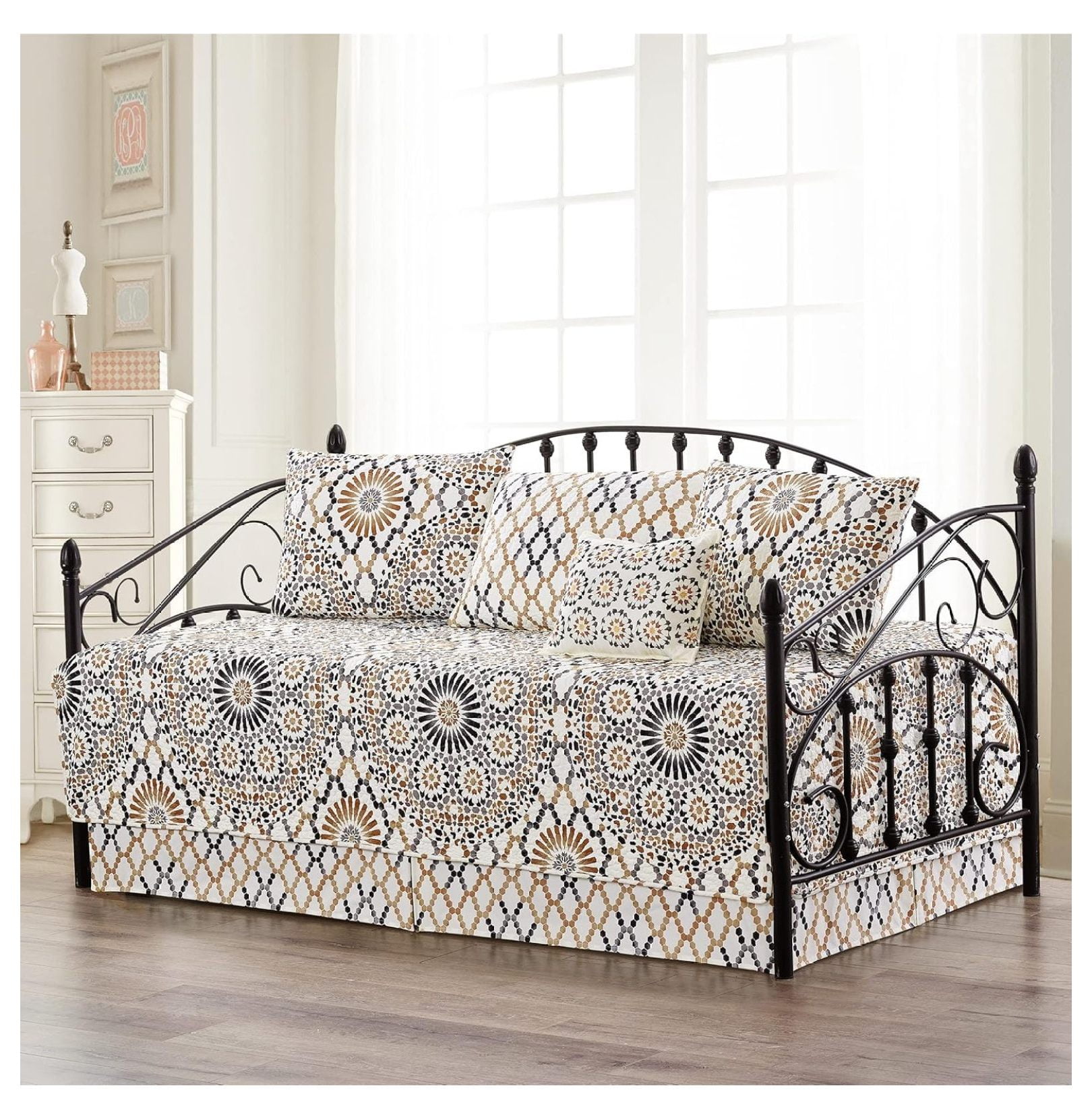 6 Piece Quilted Microfiber Daybed Bedding Cover Set, Soft Lightweight ...