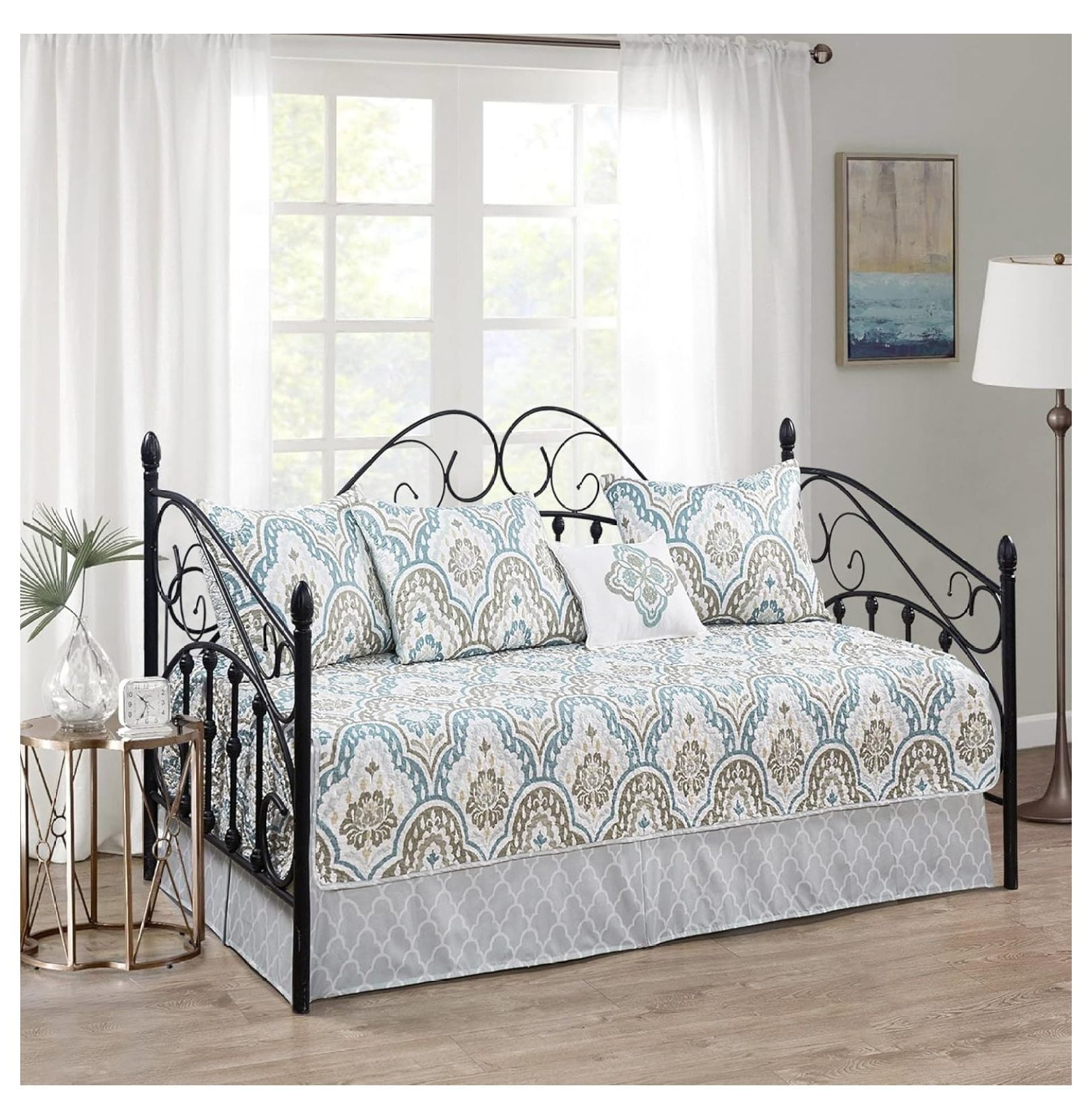 6 Piece Quilted Microfiber Daybed Bedding Cover Set, Soft Lightweight ...