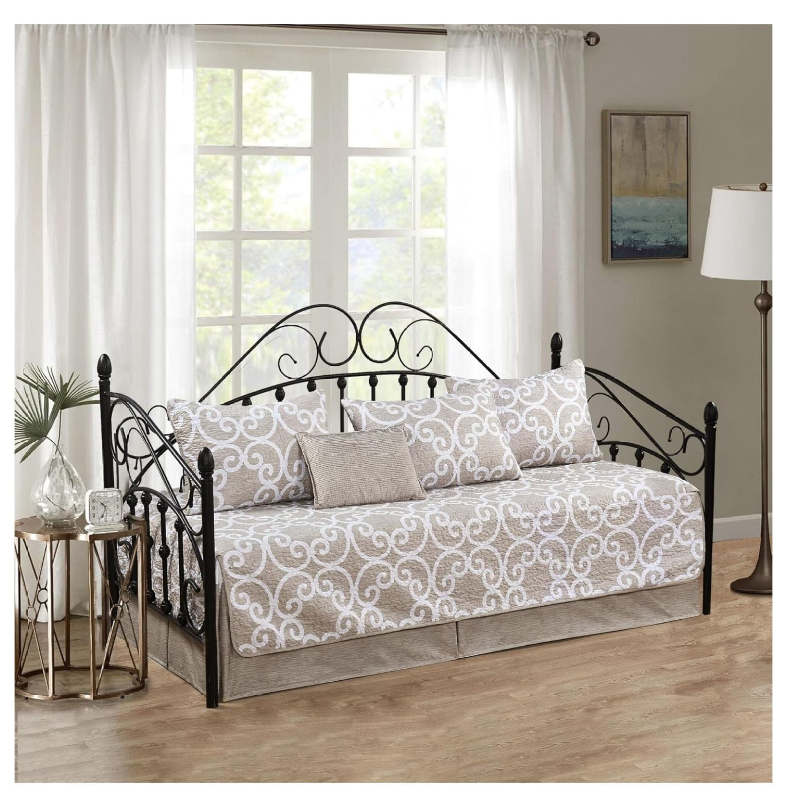 6 Piece Quilted Microfiber Daybed Bedding Cover Set, Soft Lightweight ...