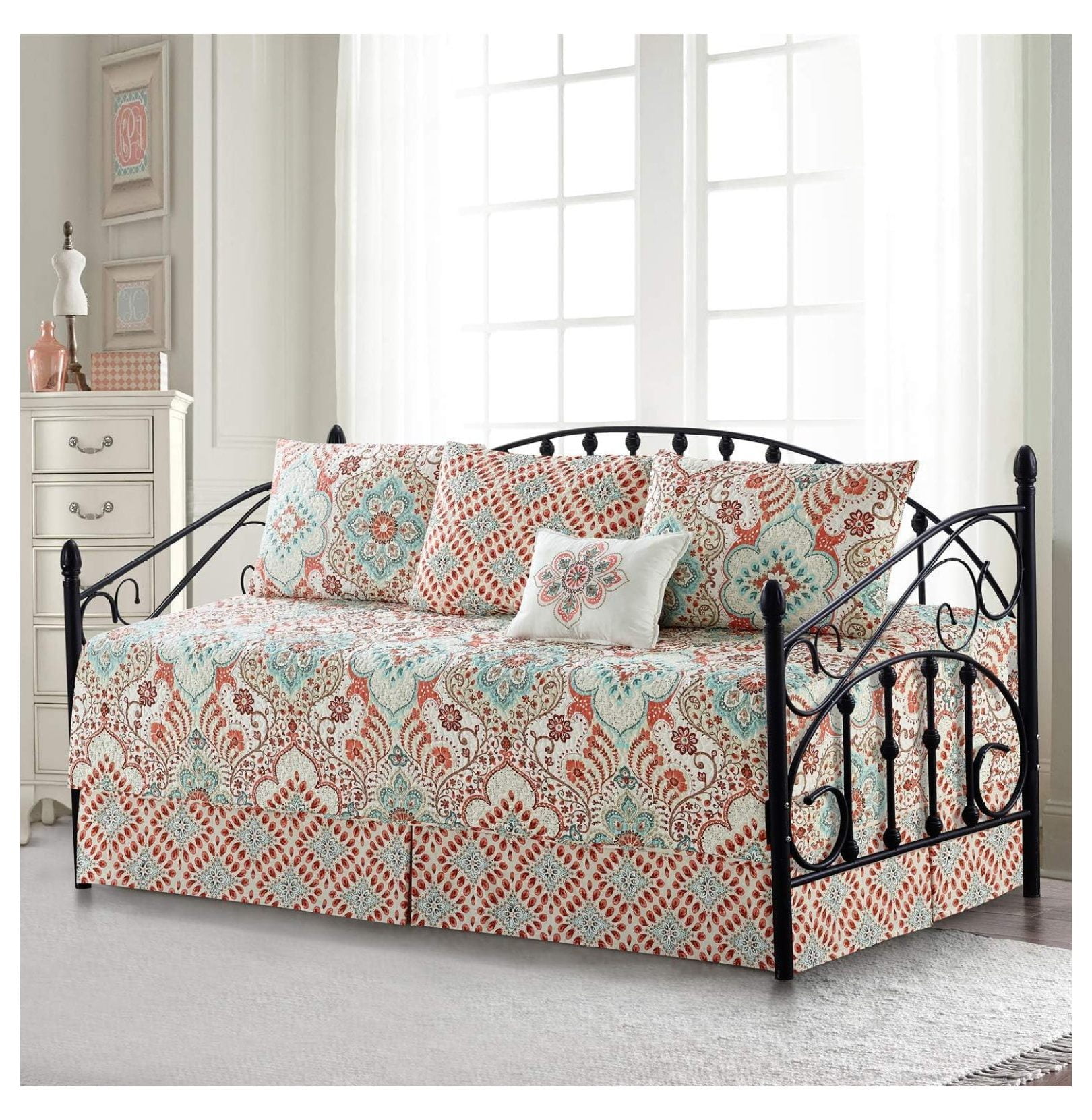 6 Piece Quilted Microfiber Daybed Bedding Cover Set, Soft Lightweight ...