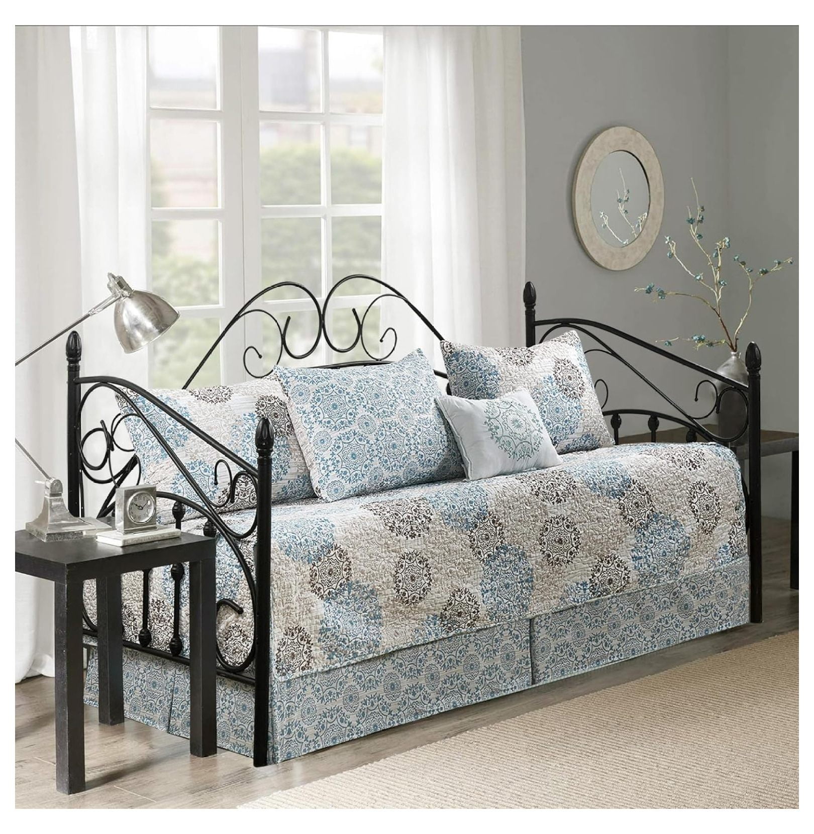6-Piece Quilted Microfiber Daybed Bedding Set - Lightweight All-Season ...